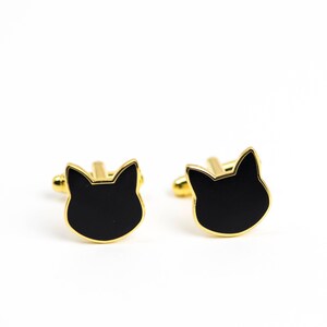 Black Cat Cufflinks - Gold Enamel - Perfect Gift for Cat Lovers - Best ...