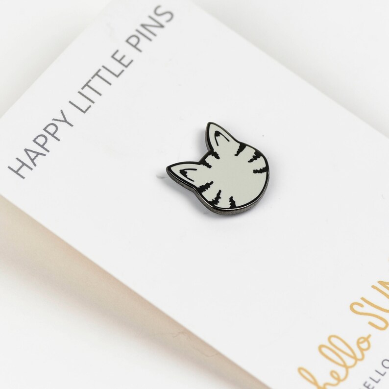 Little Grey Tabby Cat Enamel Pin Tabby Cat Hard Enamel Pin | Etsy