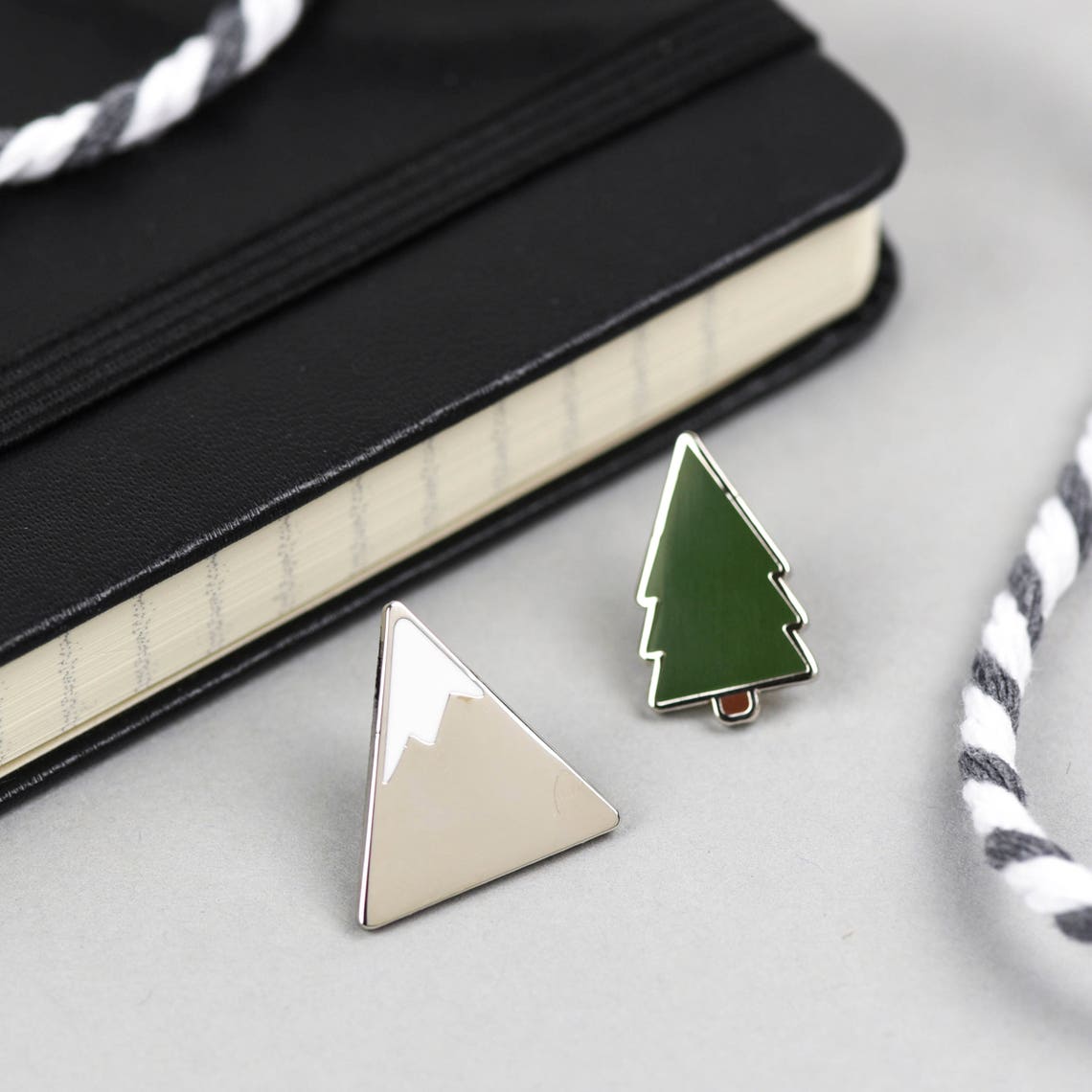 Great Outdoors pin set tree and mountain enamel pin escape | Etsy