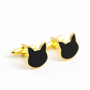 Black Cat Cufflinks - Gold Enamel - Perfect Gift for Cat Lovers - Best ...