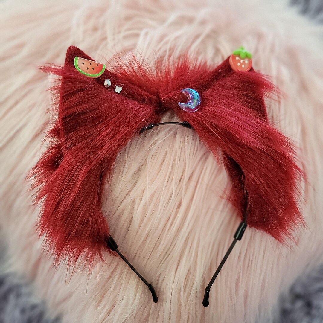 Red Kitty Cat Ears Headband Cosplay Therian Fruity Chams! - Etsy