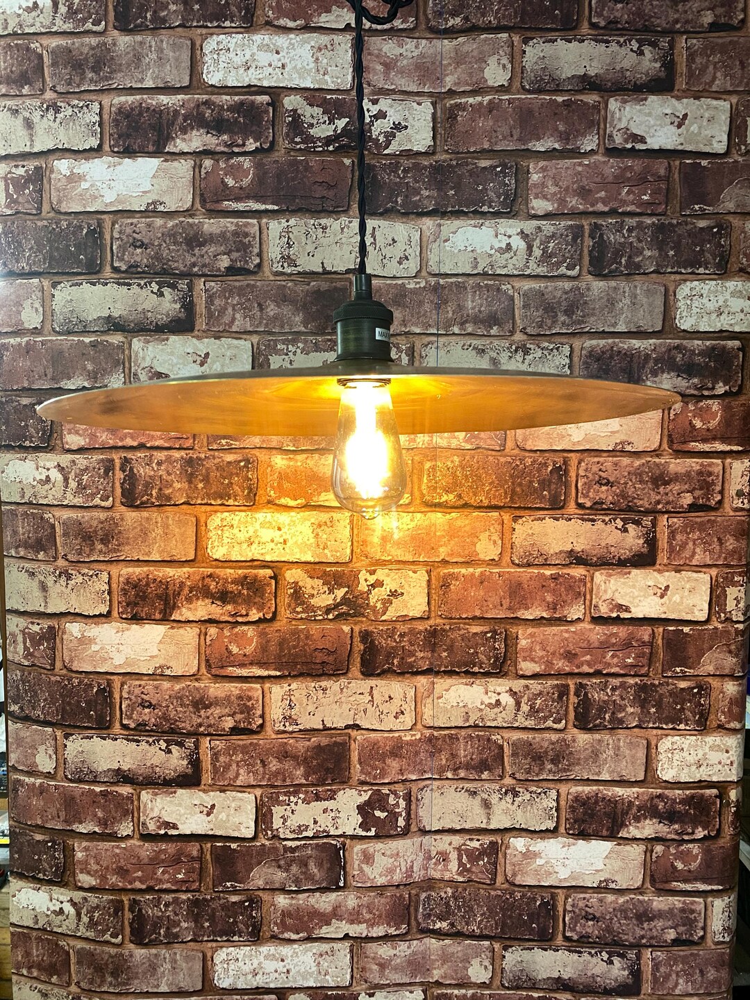 Drum Cymbal Light Pendant, 18", Industrial Style Bronzed Fitting ...