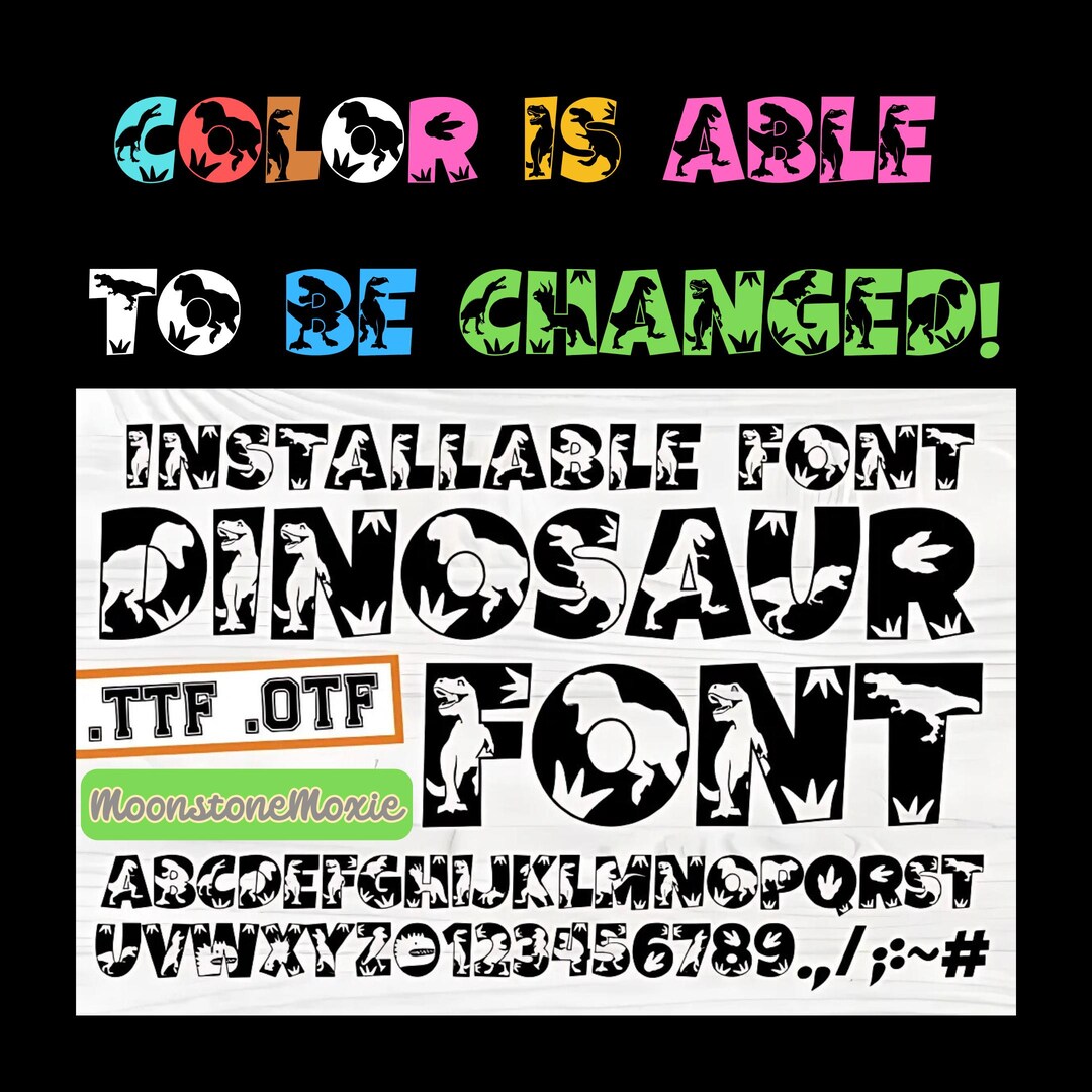 Buy Dinosaur Font Installable T-rex Alphabet Font for Kids Fun Dinosaur ...