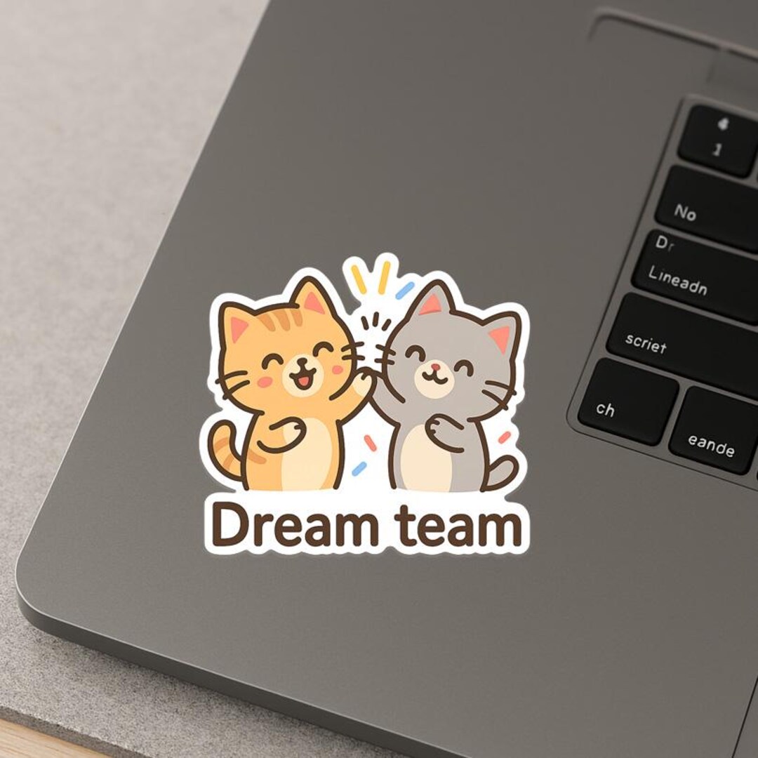 Dream Team Cats Sticker – Kawaii Best Friends Vinyl Decal for Planners ...