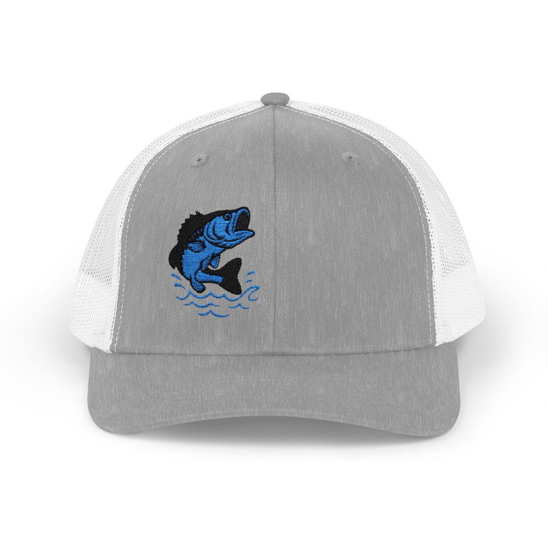 Jumping Fish Trucker Hat Embroidered Blue Fishing Hat for Anglers, Lake ...