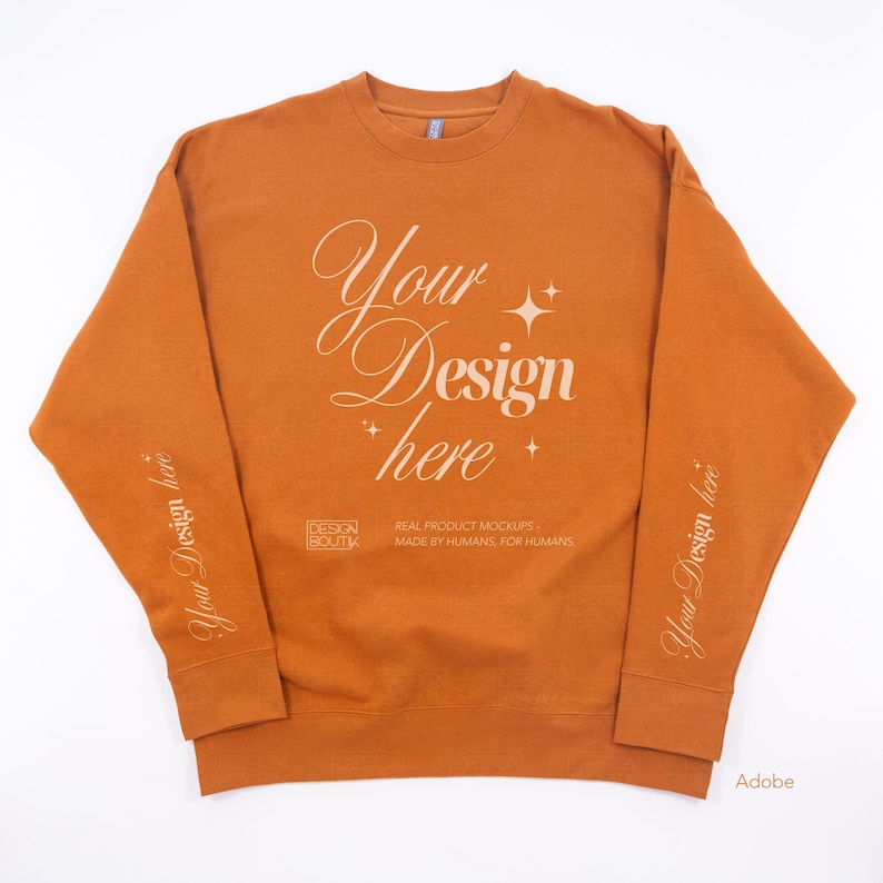 Cotton Heritage M2480 Adobe Mockup: Minimal Flat Lay Crewneck ...
