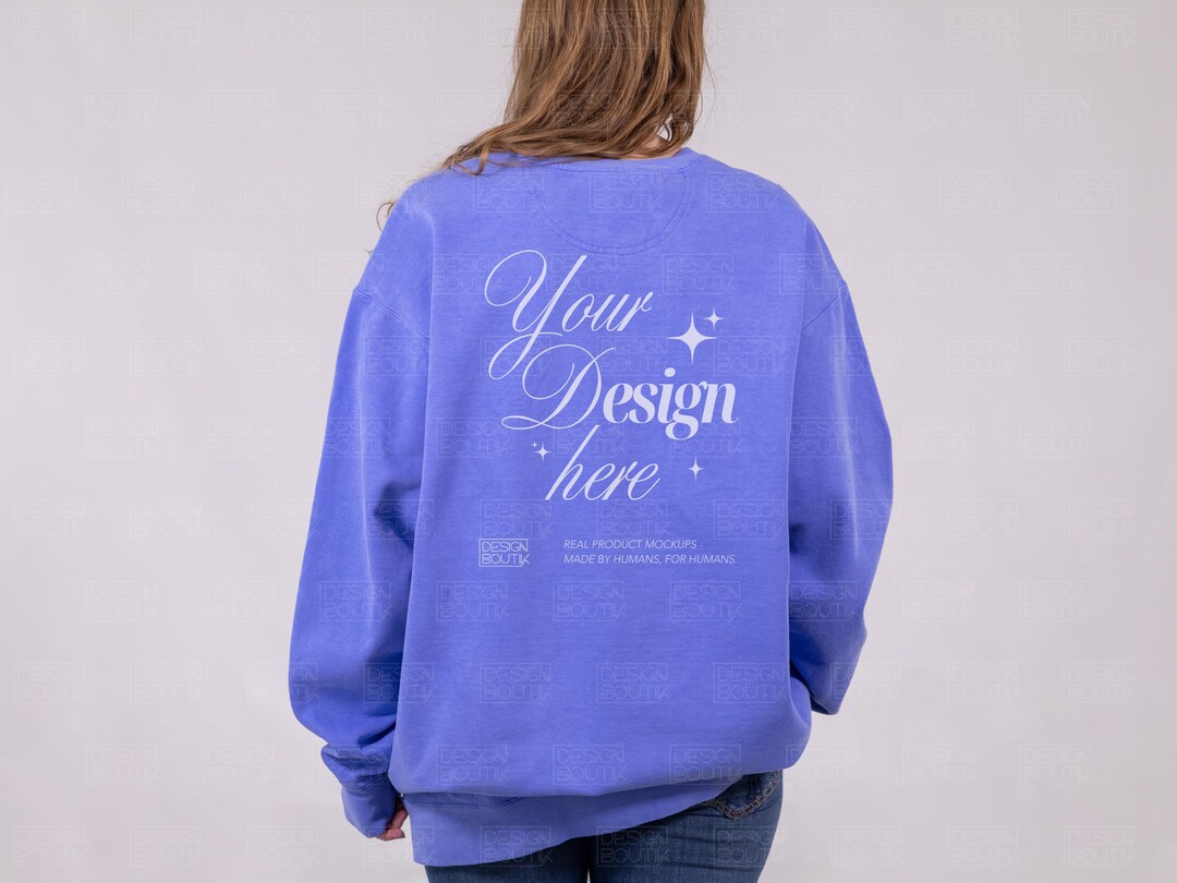 Flo Blue Comfort Colors 1566 Model Mockup: Back View Real Product ...