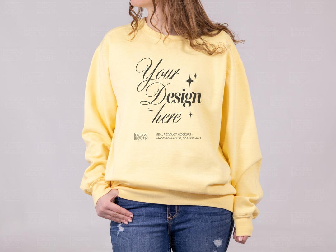 Butter Comfort Colors 1566 Model Mockup: Front View Real Product Mockup ...