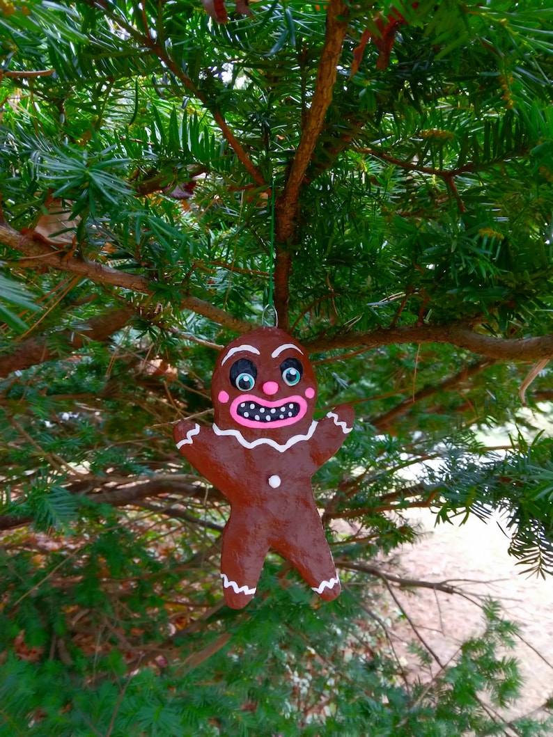 Gingerbread Man Folk Art Christmas Yule Ornament Ooak Weird - Etsy
