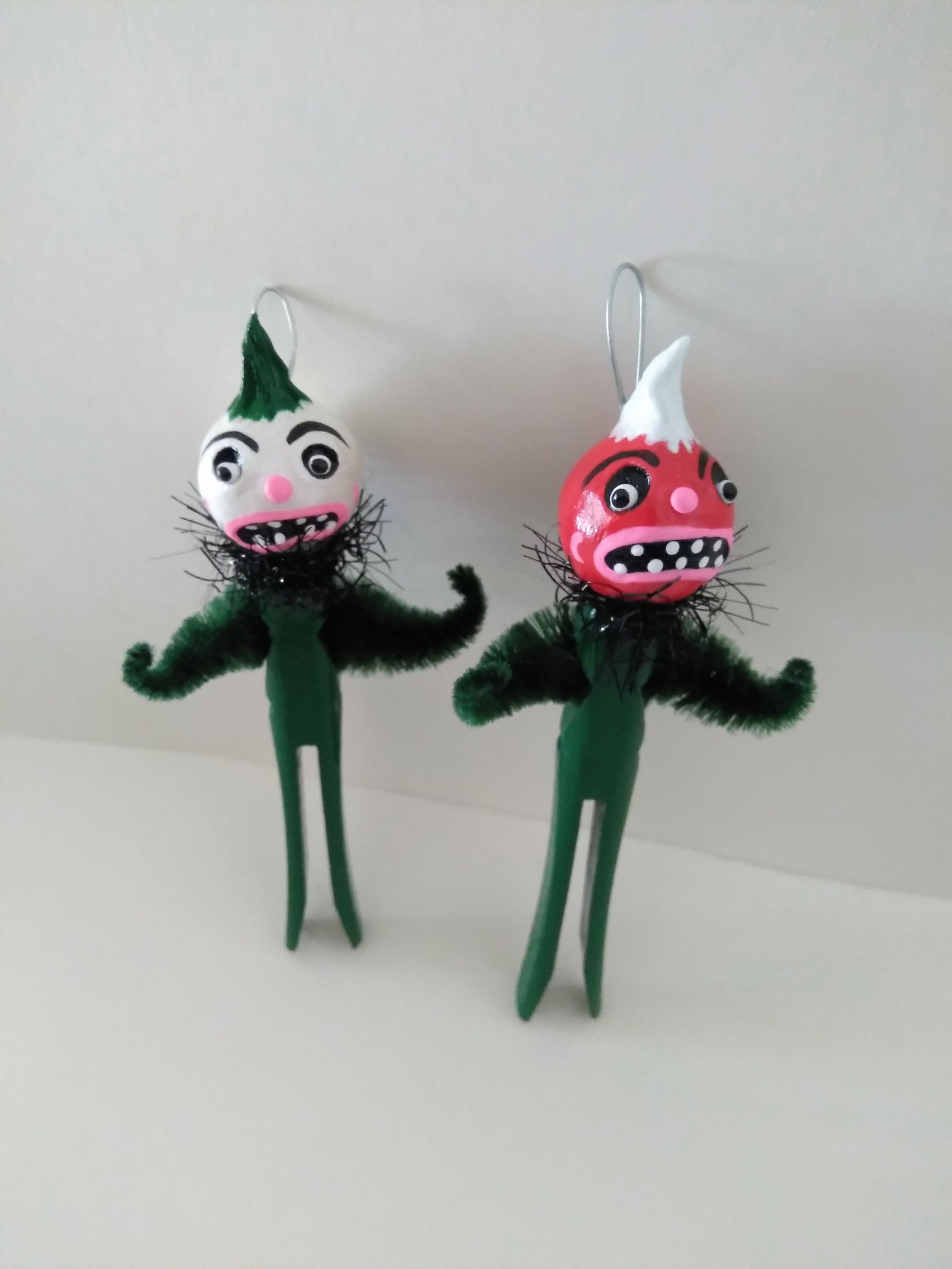 Grumpy Onion Halloween Folk Art Clothes Pin Ornament Ooak - Etsy