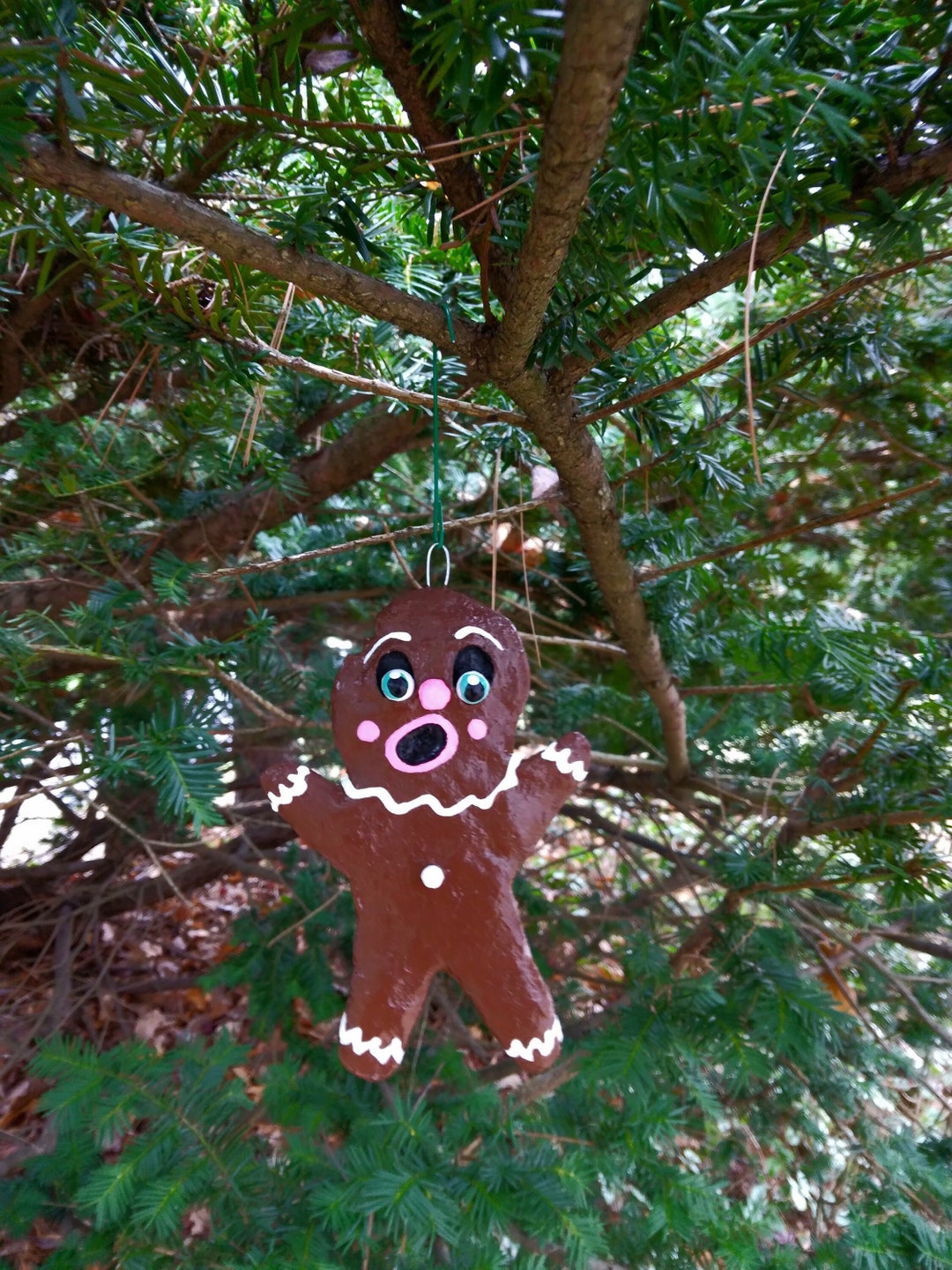Bitten Gingerbread Man Folk Art Christmas Ornament Ooak Handmade ...