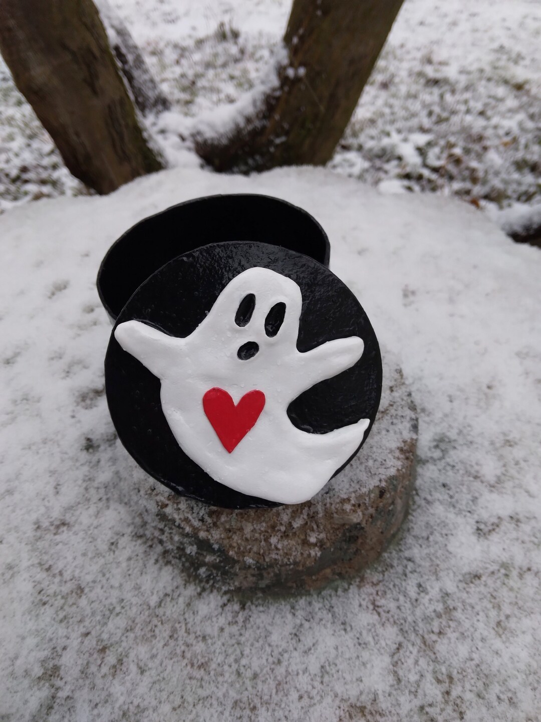 I Love You Boo Valentines Day Ghost Boo Box Paper Mache Gifts Valloween ...