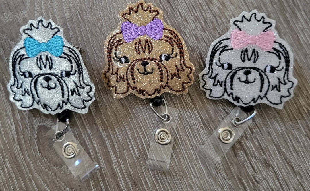 Shih Tzu Dog Breed Badge Reel - Retractable Name Badge Holder - Uniform ...