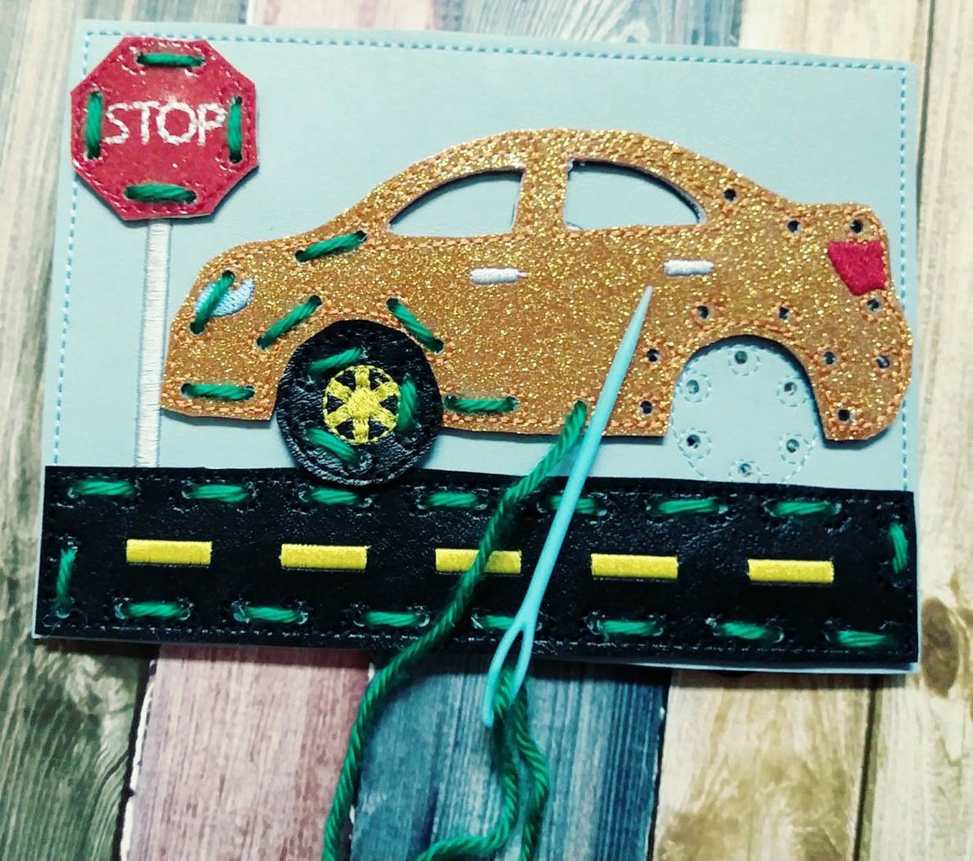 Sewing Cards for Kids - Car Sewing Card - Learn to Sew - Busy Toy ...
