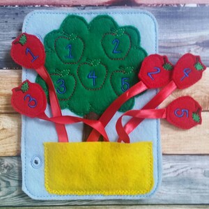 Toddler Quiet Book- Quiet Book Pages - Learn Numbers Page - Felt Apple ...