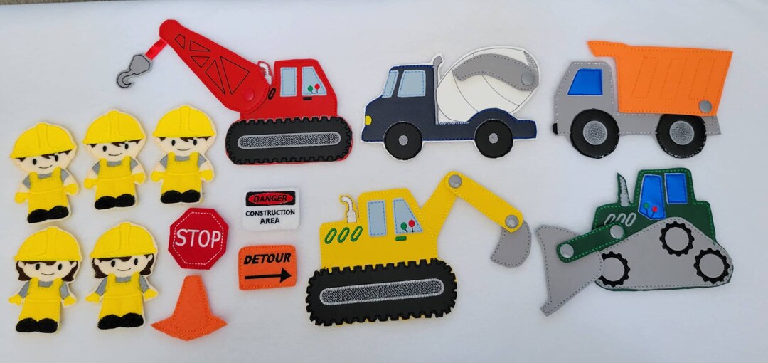 Movable Construction Vehicle Play Set - Construction Worker Finger ...