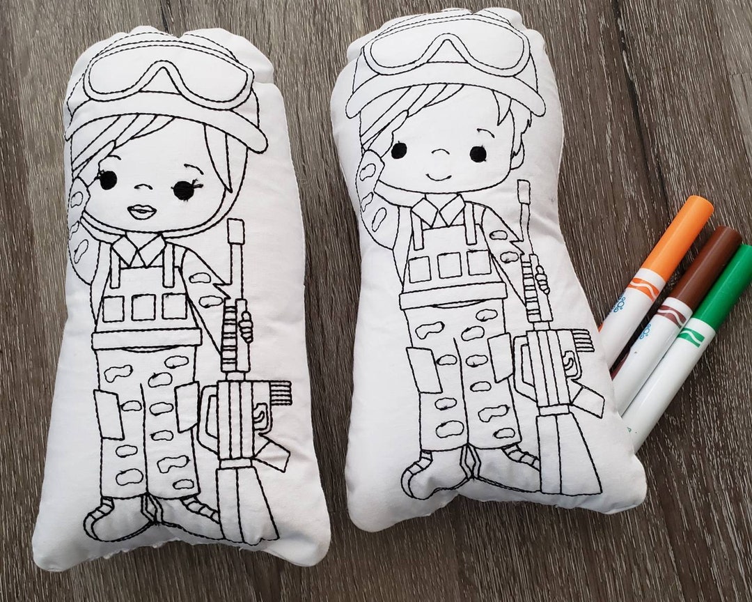 Military Soldier Plushie, Soft Toy, Coloring Doll, Quiet Toy, Christmas ...