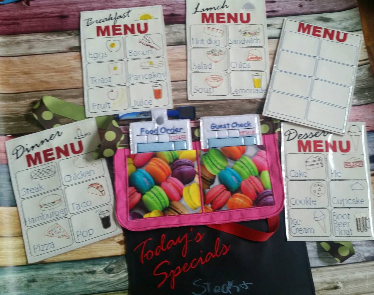 Pretend Restaurant Play Set: Apron, Menus, Guest Check - Etsy