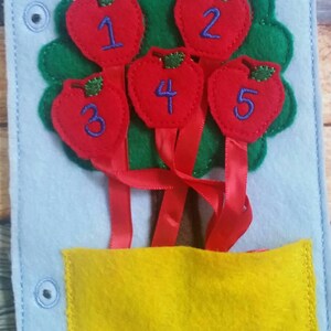 Toddler Quiet Book- Quiet Book Pages - Learn Numbers Page - Felt Apple ...