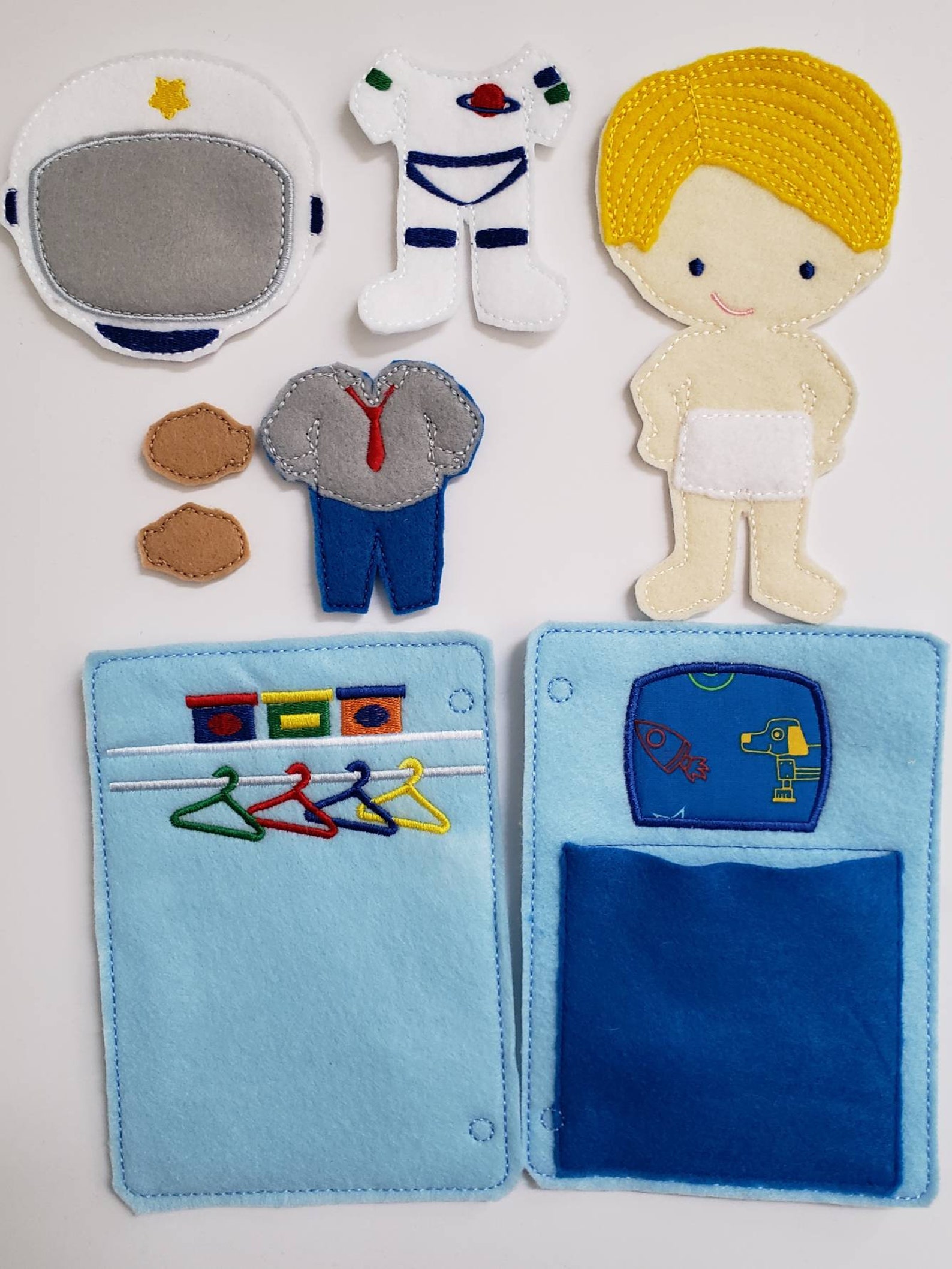 Astronaut Boy Felt Paper Doll Doll Clothes Storage Quiet - Etsy