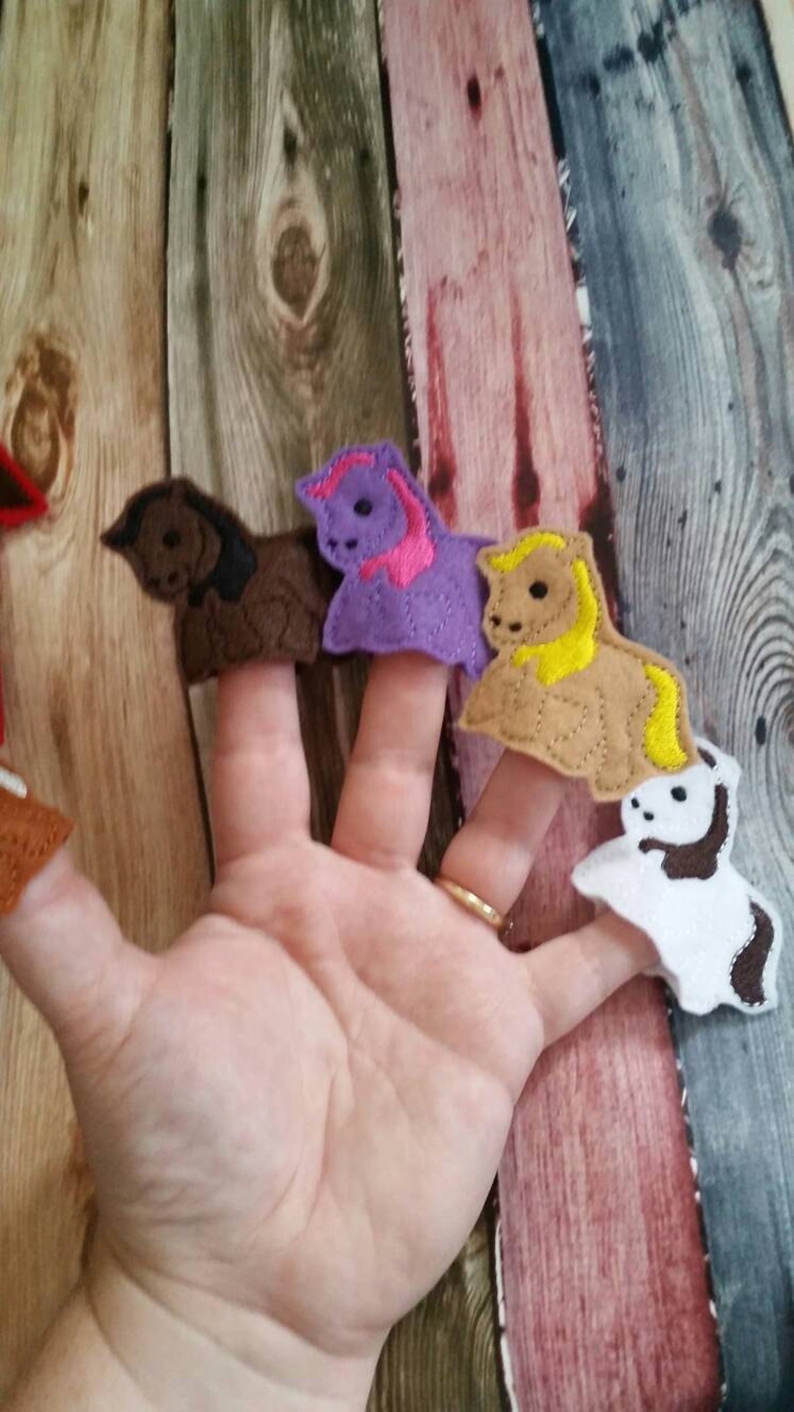 Horse Finger Puppets Barn Shaped Storage Bag Free | Etsy