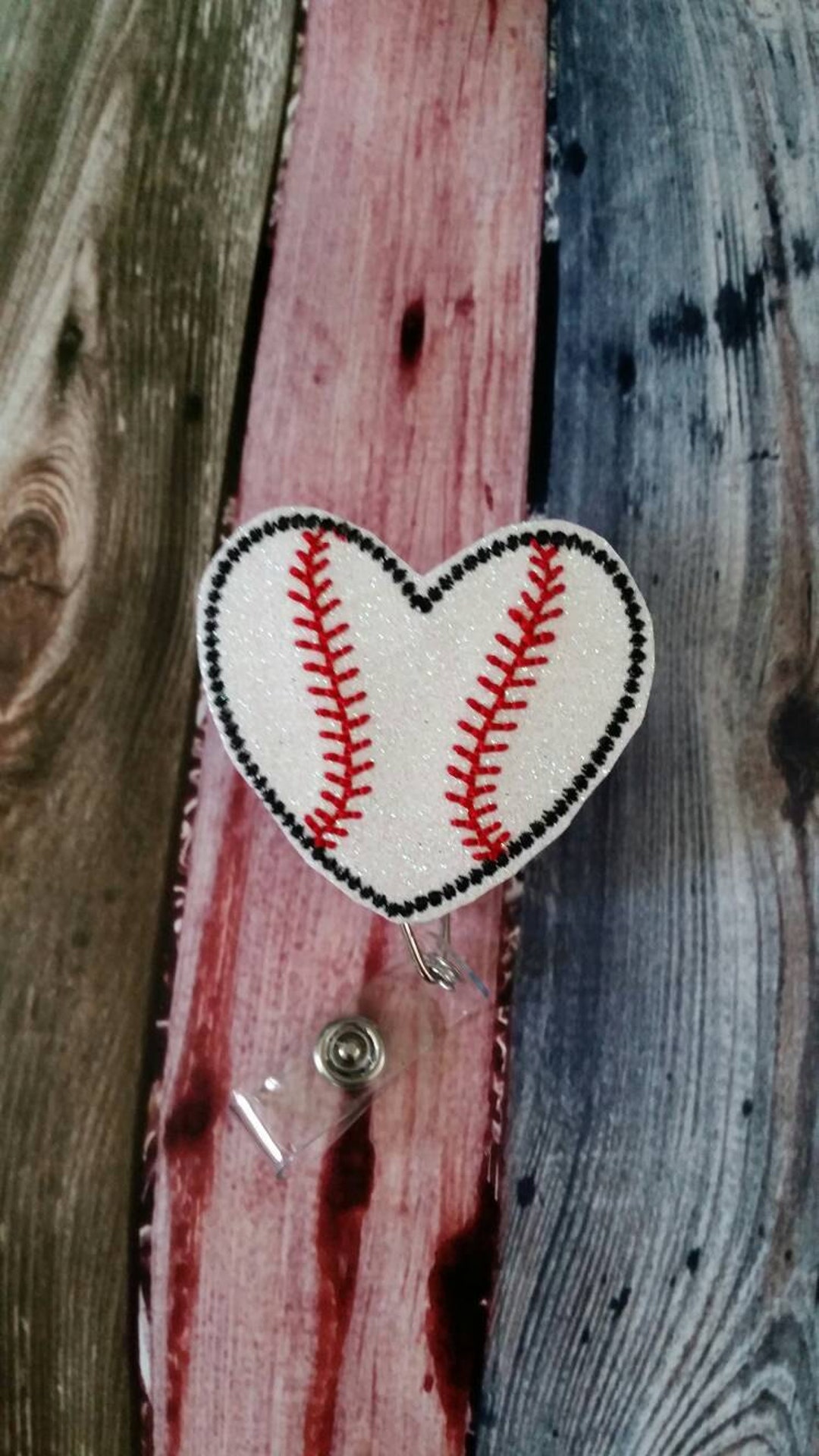 I Heart Baseball Badge Reel - Retractable Badge Reel - Uniform - ID ...