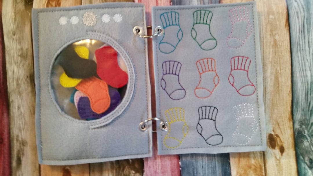 Color Matching Quiet Book Page - Color Sock Match - Laundry - Color ...