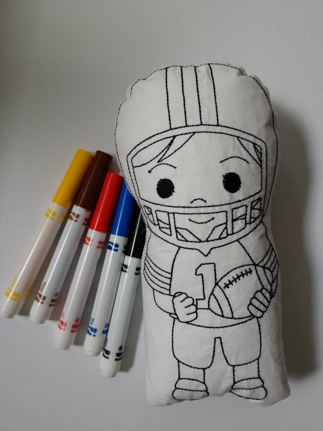 Washable Football Player Plushie: Color-me Toy With Markers - Etsy