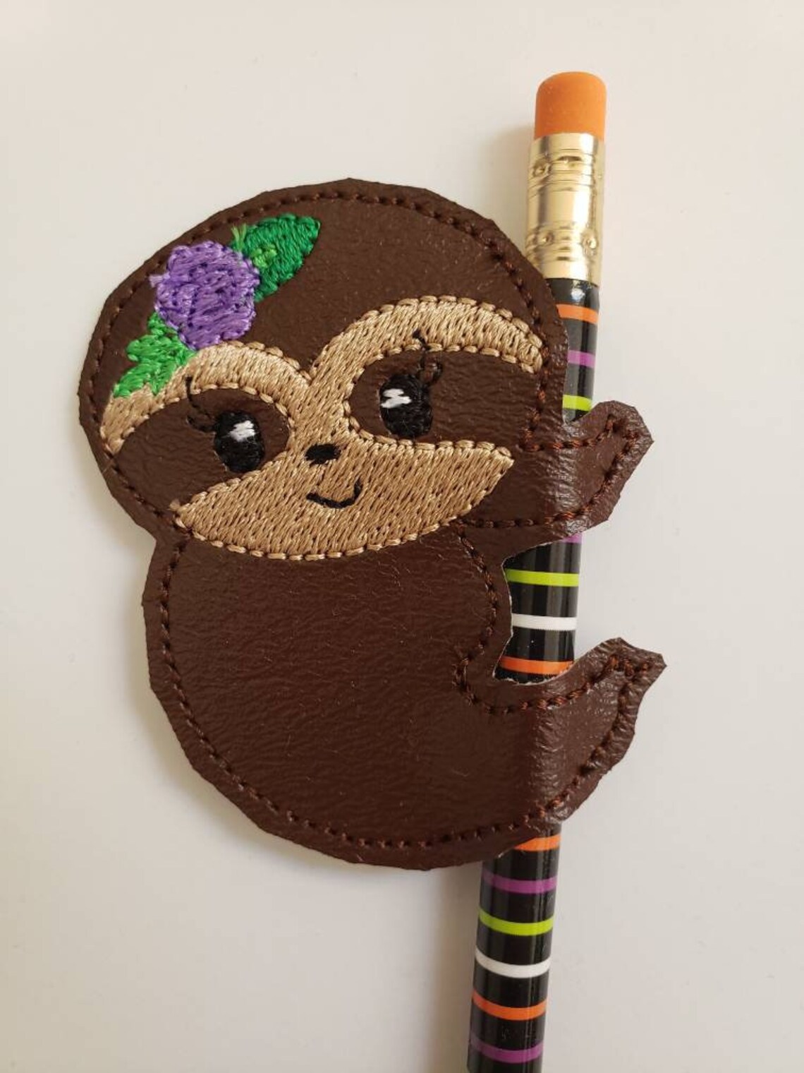 Embroidered Sloth Pencil Topper: Birthday Party Favor - Etsy