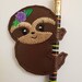 Embroidered Sloth Pencil Topper: Birthday Party Favor - Etsy