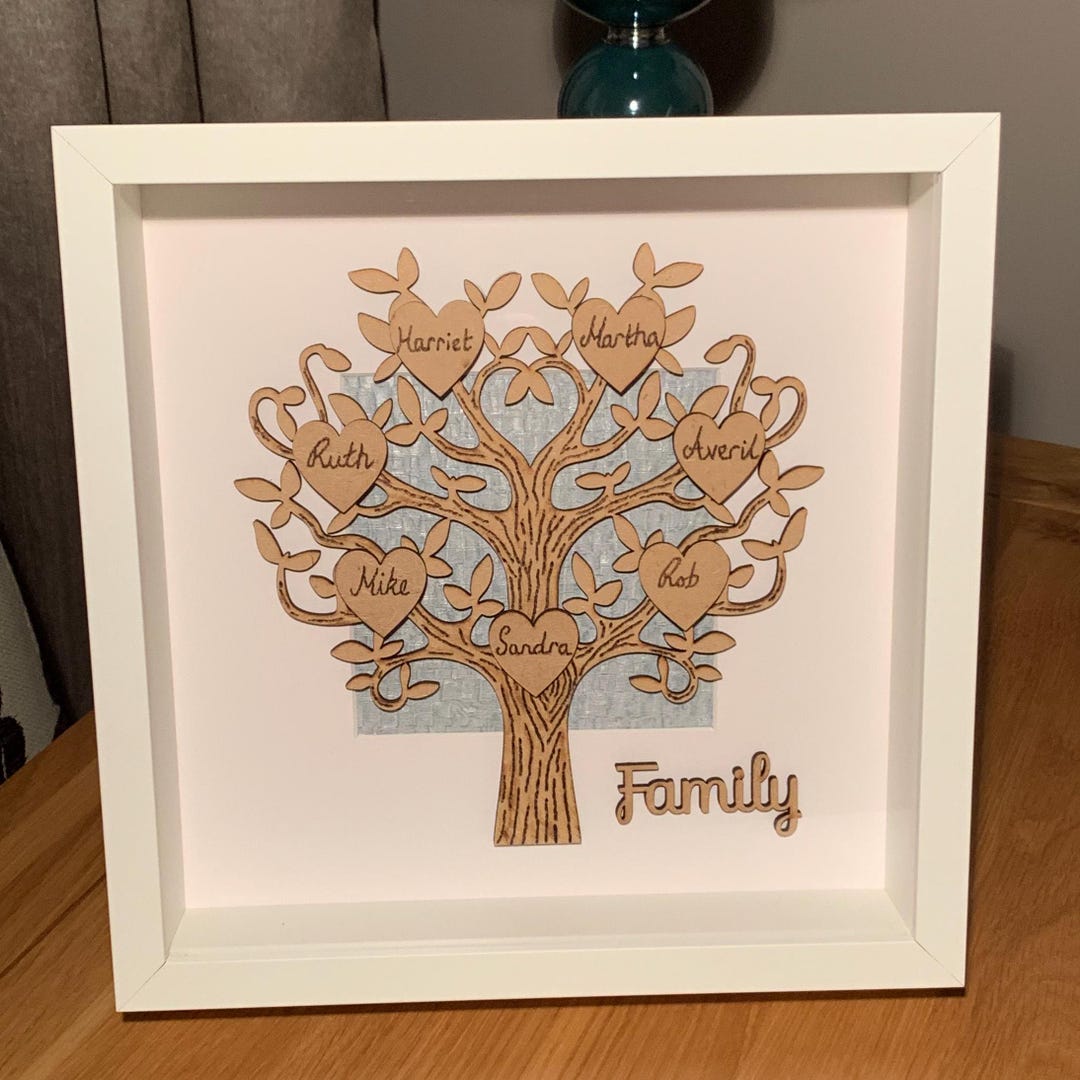 Personalised Family Tree Frame Using Pyrography Decoration. Special ...