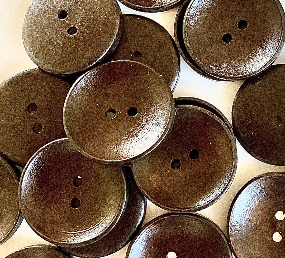 1.25 Inch Wood Buttons, 30 Mm 2 Hole Round Brown Black Wooden Fasteners ...