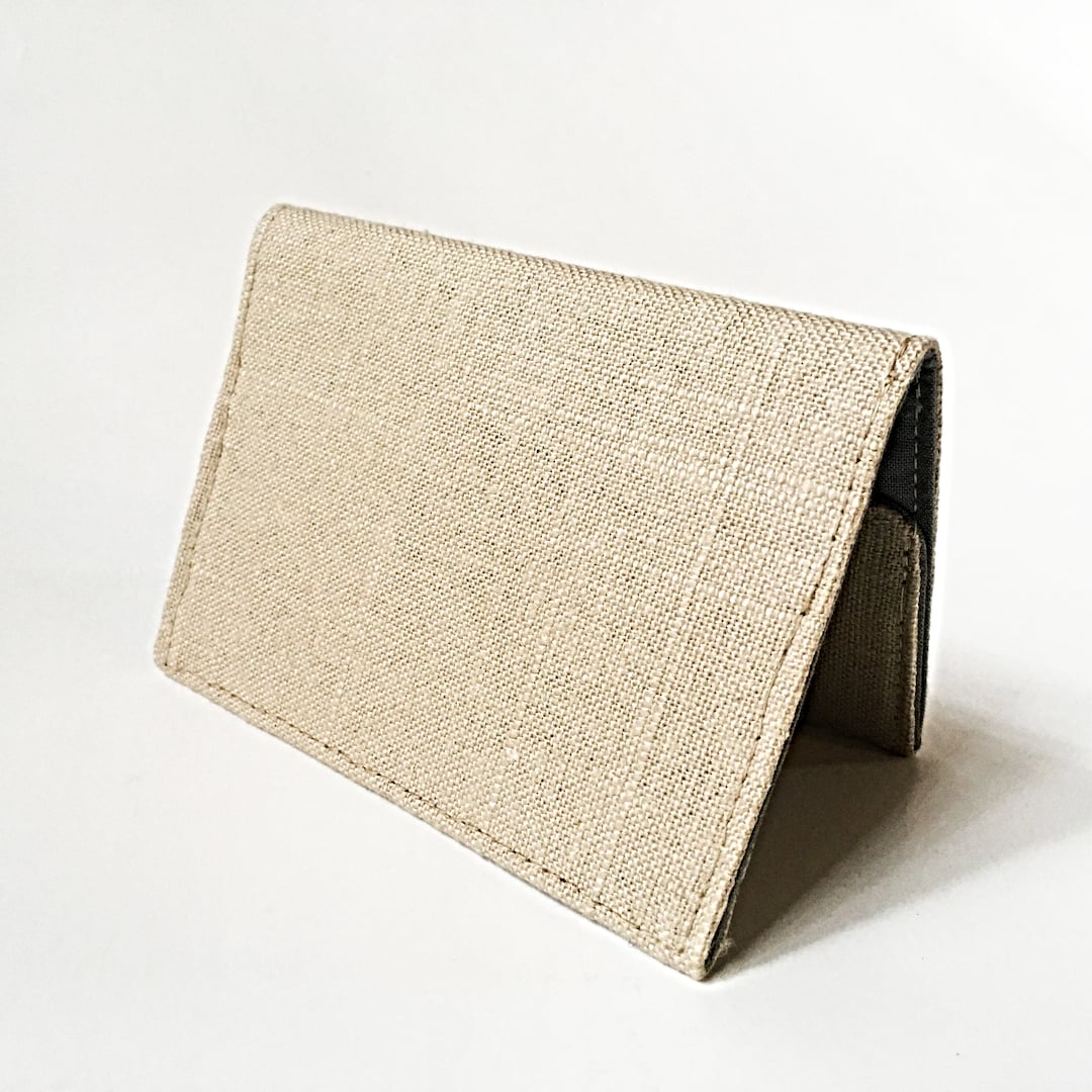 Natural Linen Wallet for Women, Mens Bifold Slim Credit Card Organizer ...