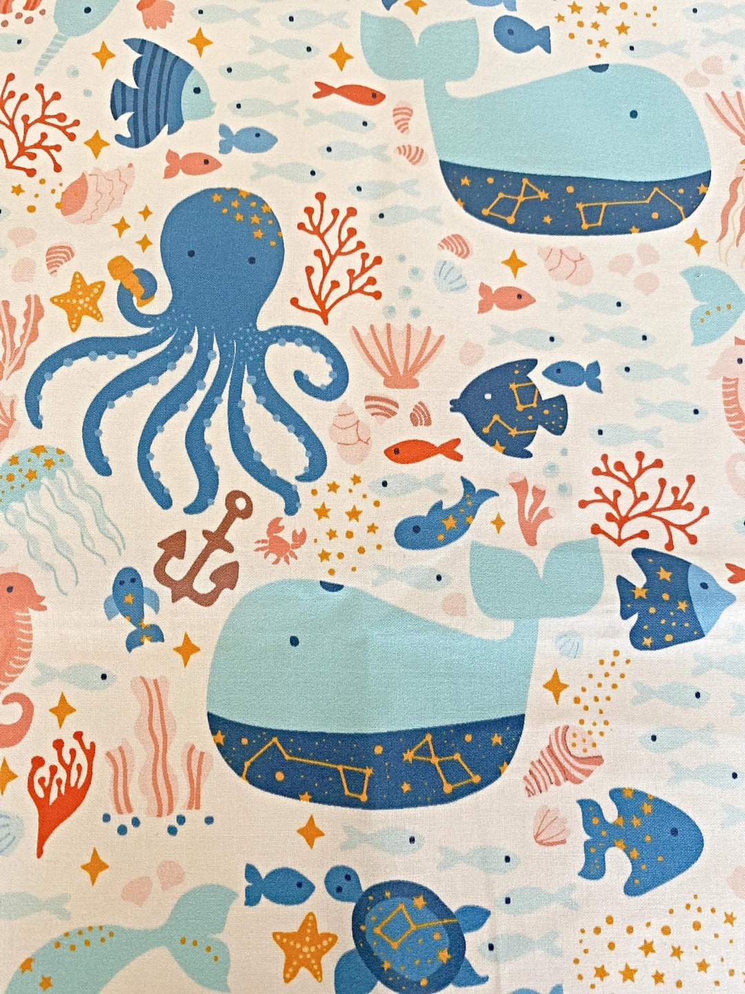 Undersea Fabric, Spoonflower Deep Blue Sea Cotton Textile, Aqua Blue ...