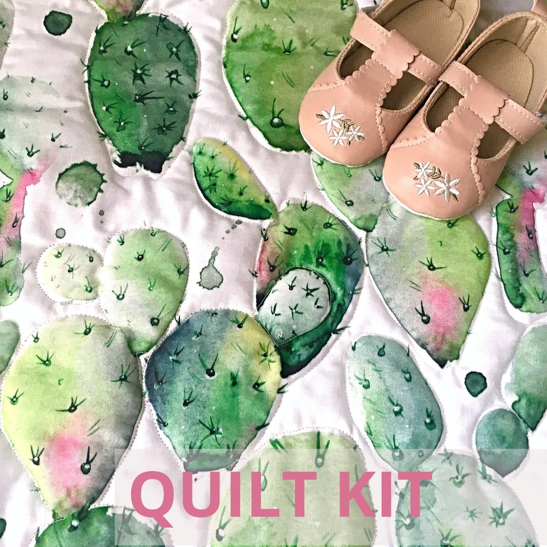 Baby Quilt Kit, Paddle Cactus Fabric DIY Quilting Sewing Kit ...