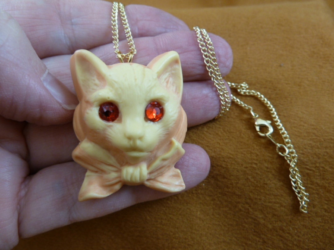 Kitten Kitty Cat Head Ivory Pink CAMEO Love Cats Lover Pin Pendant 18 ...