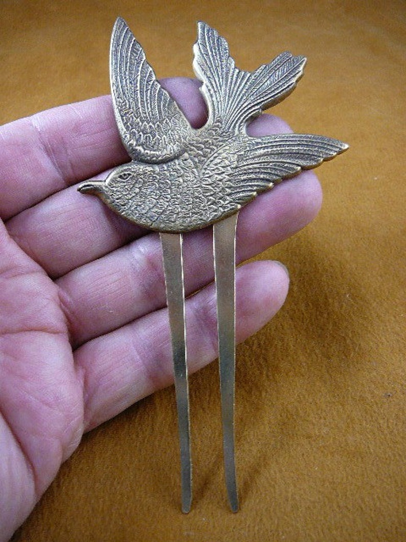 Songbird Bird Hair Pin Pick Stick Repro Victorian Brass Accessory Pick ...