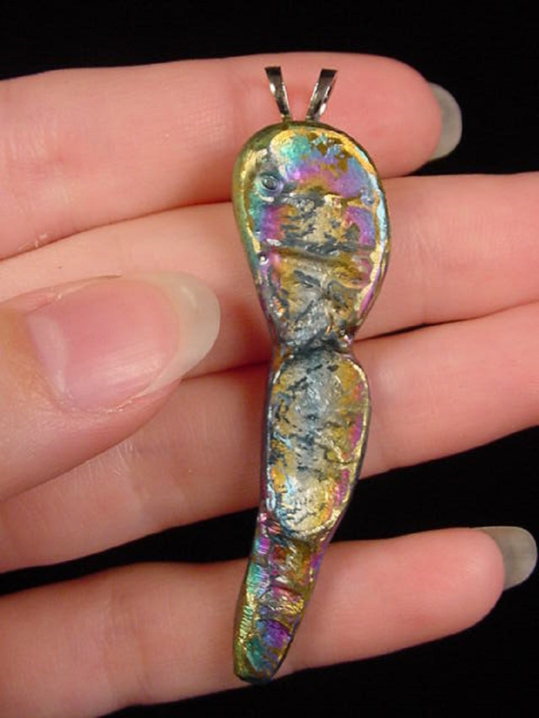 Long Weird Rare Titanium Polymorph Gold Teal Pink Rainbow Abstract ...