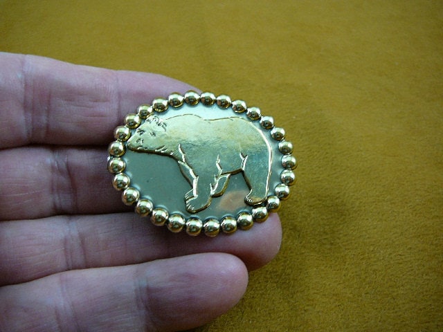 Grizzly Bear Walking on Oval Dot Trimmed Design Brass Pin - Etsy