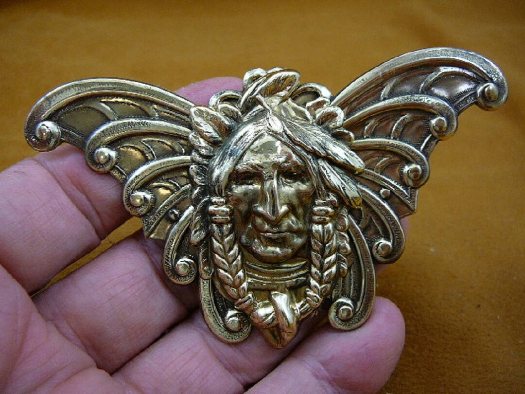 Native American Indian Chieftain Chief Man With Braids on Scrolled ...