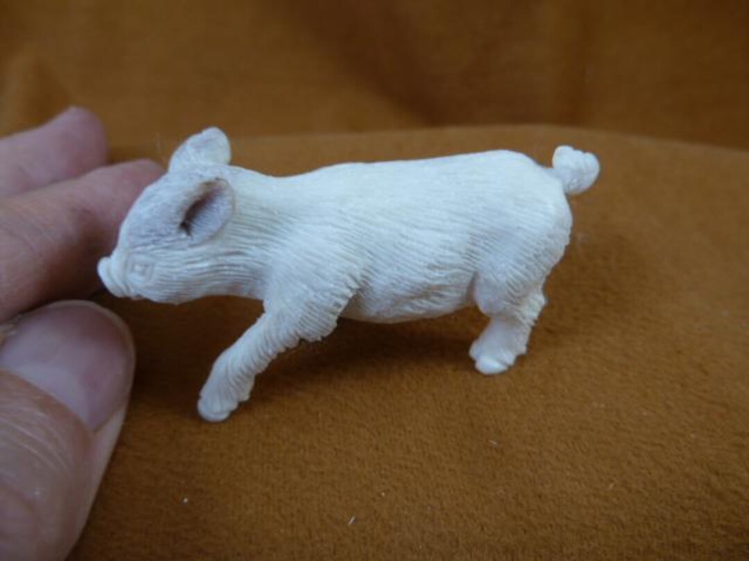 Little White Pig Piglet of Shed Moose ANTLER Figurine Bali Detailed ...