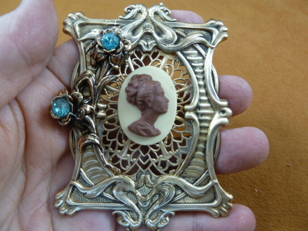 RARE African American Woman Profile LADY Ivory + Milk Chocolate CAMEO ...