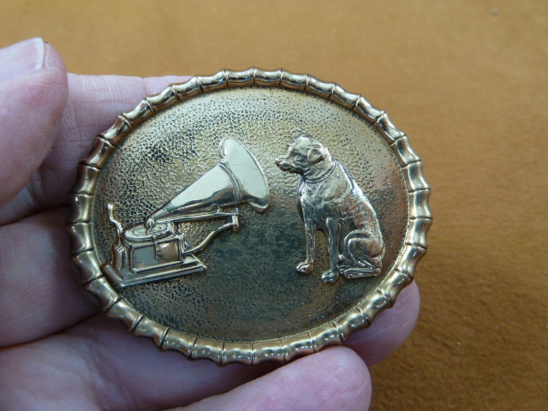 Little Nipper Dog and Phonograph Dogs Lover Textured Bamboo Trimmed ...