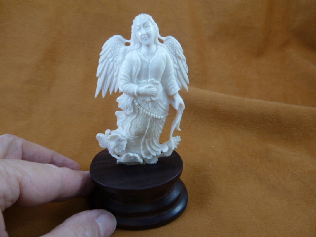 Standing Lady Woman Walking Angel With Floral Flowers Figurine of Shed ...