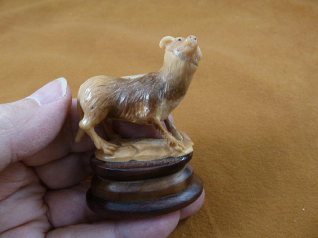 Little Tan Wolf Dog Tagua Nut Figurine Bali Detailed Carving Display ...