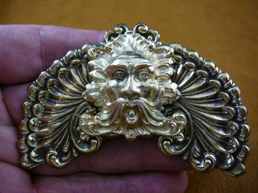 Green Man AEOLUS God of Wind Nature Victorian Repro Brass Pin Pendant ...