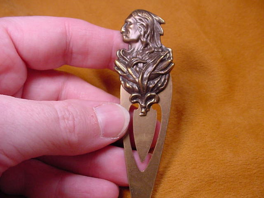 Native American Indian With Feather and Corn Brass BOOKMARK Book Mark ...