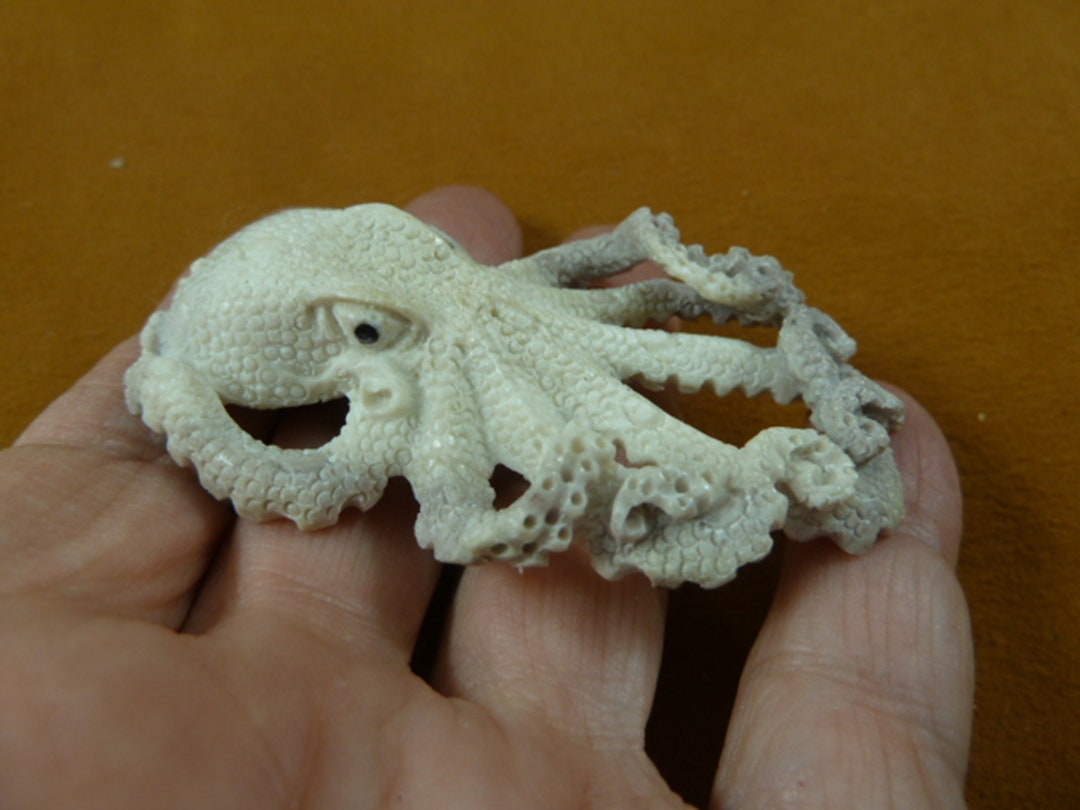 Medium White Octopus of Shed ANTLER Figurine Bali Detailed Carving of ...