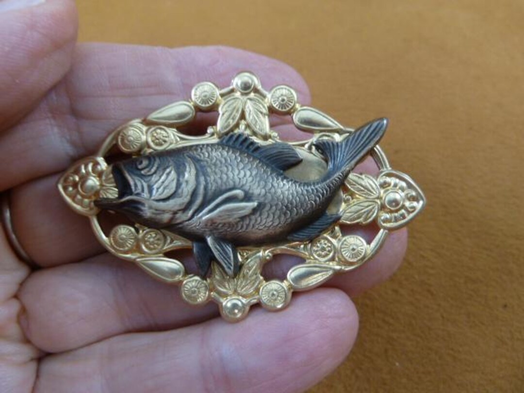 Large Mouth Largemouth Bass Fish I Love Going Fishing Victorian BRASS ...