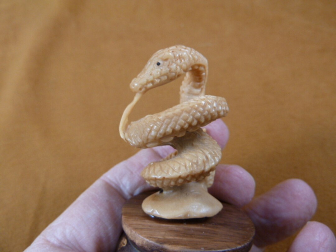 Little Tan Standing Coiled up Snake Tagua Nut Figurine Bali Detailed ...